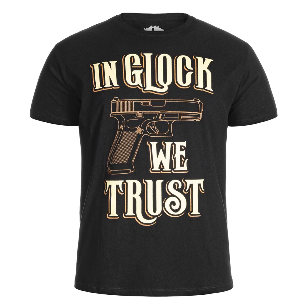 Trikotažiniai marškinėliai IN GLOCK WE TRUST - Militaryoutdoor.lt